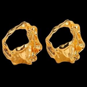Jewelry | Crumpled Gold Nugget Abstract Annulus Toroid Melting Folded ...
